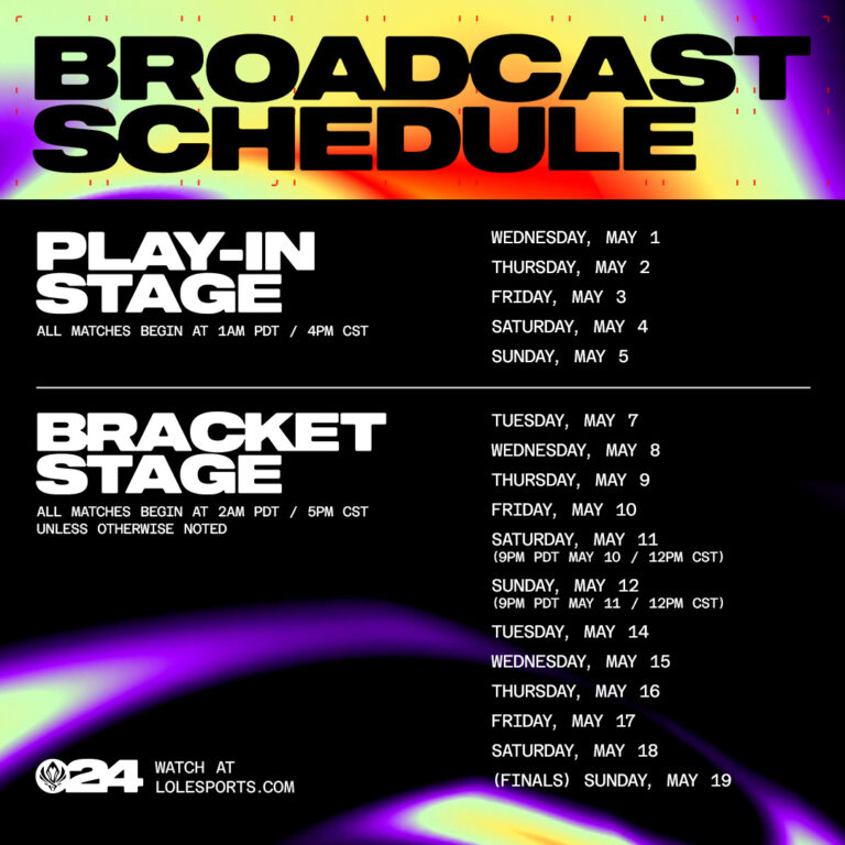 MSI League of Legends Schedule 2024 - Mobalytics