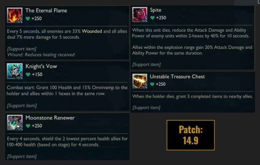 TFT Set 11 New Items: 20 Artifacts and 5 Support Items - Mobalytics